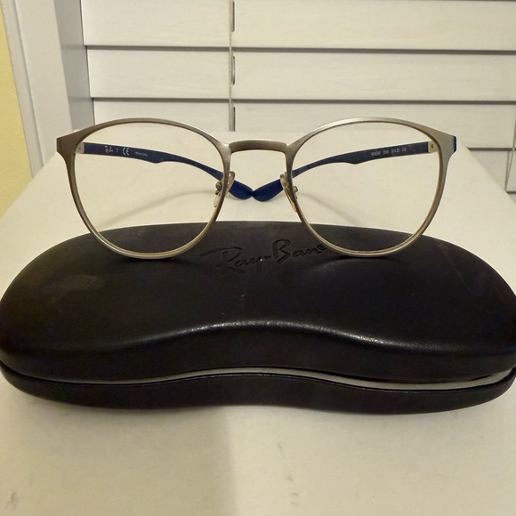Ray-Ban | Accessories | Rayban Metallic Gold Frame With Blue Temples ...